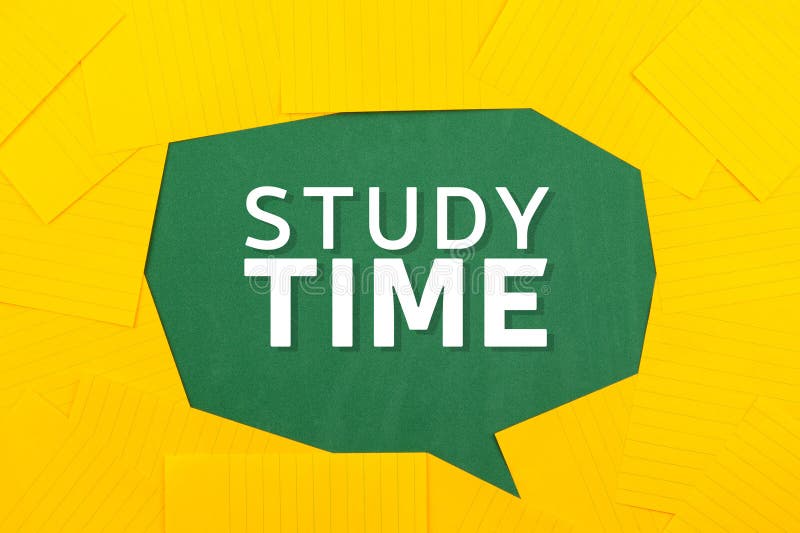 Abstract White Study Time Text on Bubble Orange Paper on Green ...