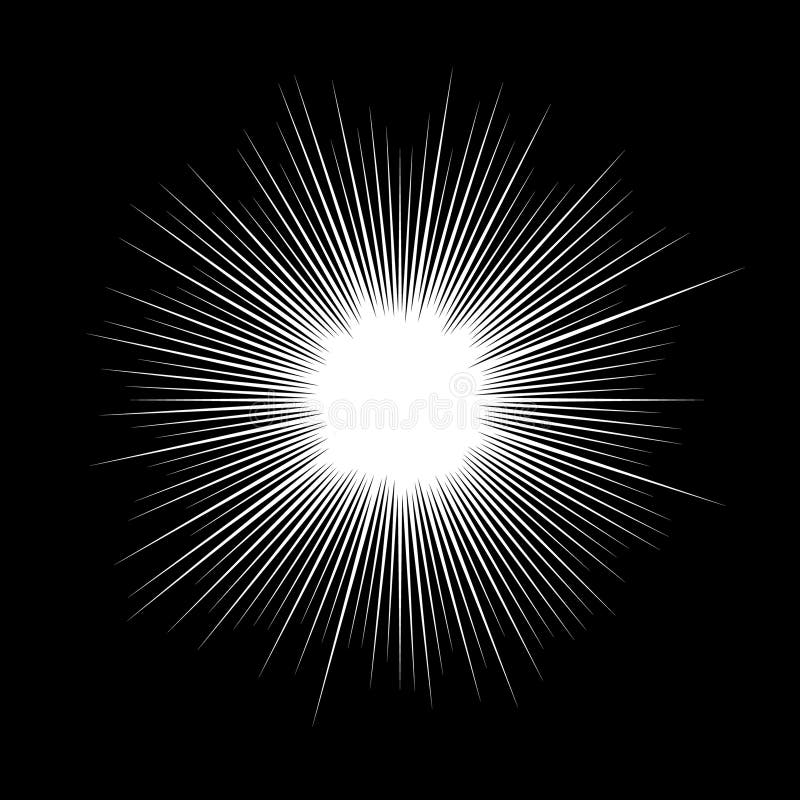 Abstract White Sunbeams on Black Background As Icon, Logo or Design ...