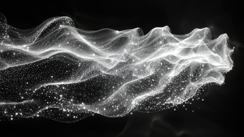 Abstract White Swirling Lines with Spheres on Gray Background Stock ...