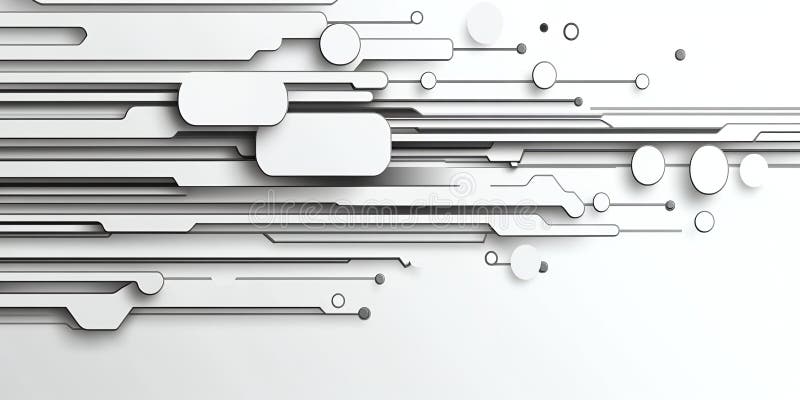 Abstract White Tech Background Geometric Lines Circles Network Design ...