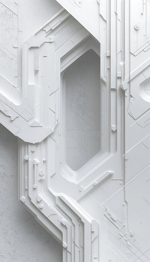 Abstract White Technological Wall Panel Background with Modern ...