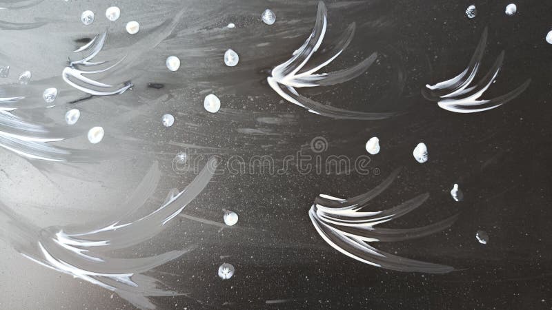 Abstract White Texture Drawing on Black Background. Brush Strokes Paint ...