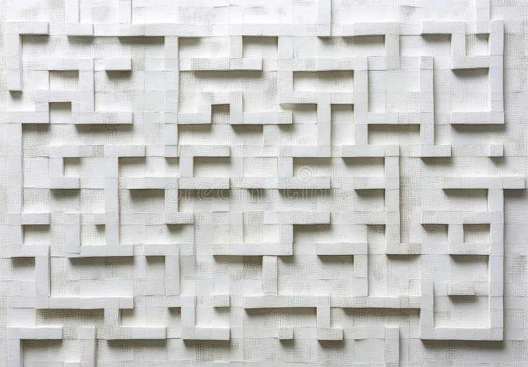 Abstract White Textured Background with Geometric Labyrinthine Pattern Stock Illustration ...