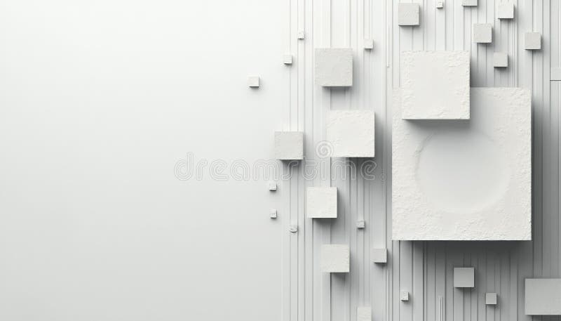 Abstract White Textured Cubes and Vertical Lines Create a Modern Minimalist Background Ideal for ...