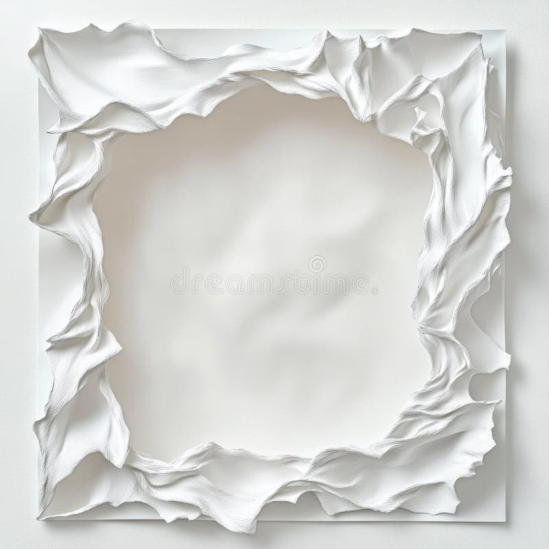 Abstract White Textured Frame with Torn Paper Edges on Neutral ...