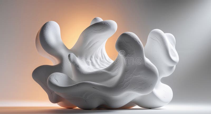 Abstract White Textured Sculpture on Display with Subtle Backdrop ...