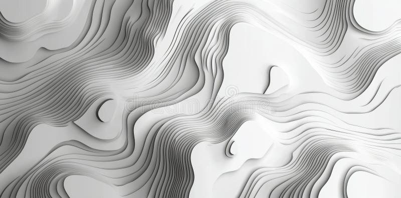 Abstract White Topographic Map Pattern with White Wave Paper ...