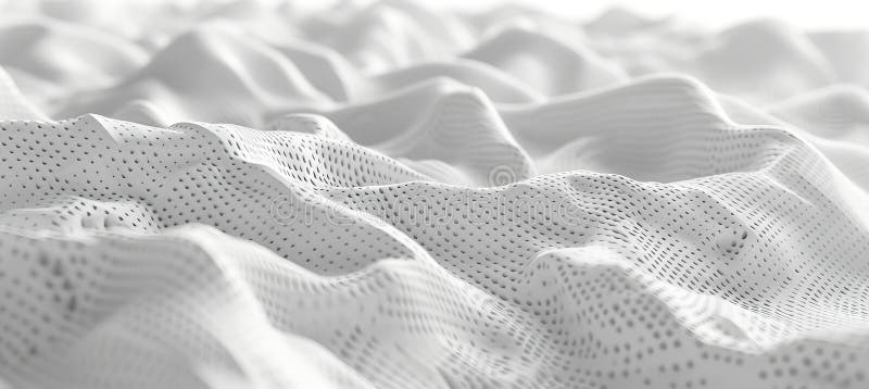 Abstract White Topography Background 3D Rendered Wavy Perforated ...
