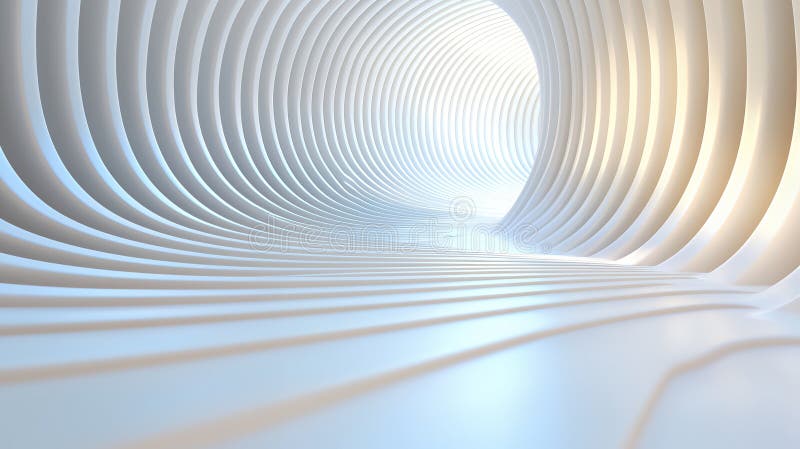 Abstract White Tunnel Perspective with Repeating Circular Structural ...