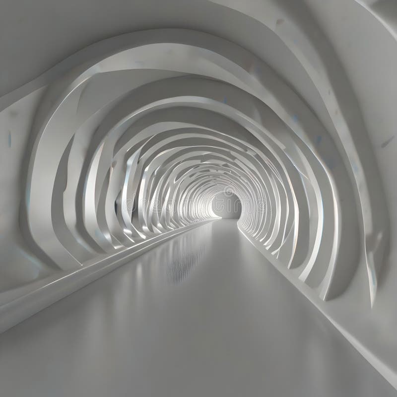 Abstract White Twisted Tunnel Perspective Stock Illustration ...