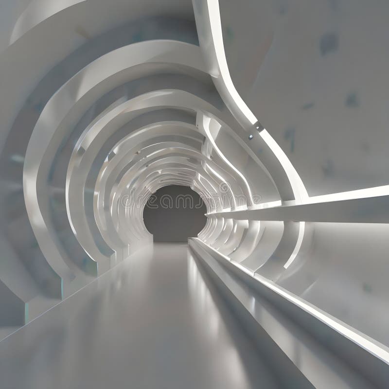 Abstract White Twisted Tunnel Perspective 3d Render Stock Image - Image ...