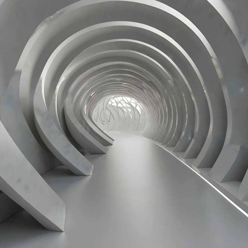Abstract White Twisted Tunnel Perspective 3d Render Stock Photo - Image ...
