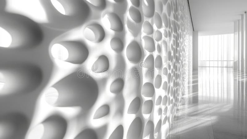 Abstract White Wall Architectural Design Featuring Organic Shapes Stock ...