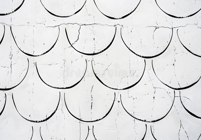 Abstract White Wall with Black Fish Scale Pattern Stock Illustration ...