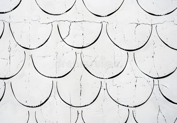 Abstract White Wall with Black Fish Scale Pattern Stock Illustration ...