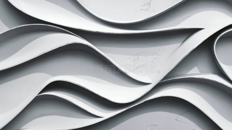 Abstract White Wall Texture Featuring Modern, Overlapping Wave Patterns ...
