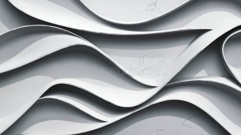 Abstract White Wall Texture Featuring Modern, Overlapping Wave Patterns ...