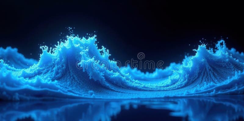 Abstract White Wave, Blue Glow, Black Backdrop , Header Image, Copy ...