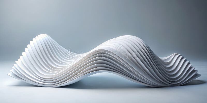 Abstract White Wave a 3D Render of Layered Curves in a Minimalist ...