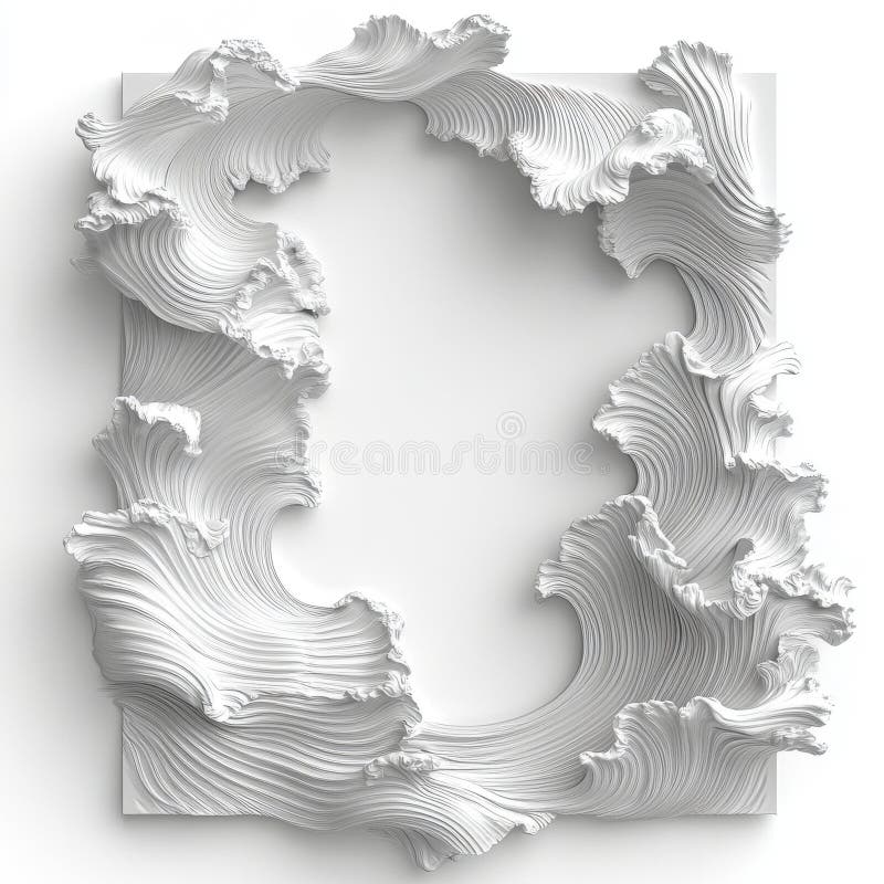 Abstract White Wave Forms Frame 3D Rendered Sculptural Art Stock ...