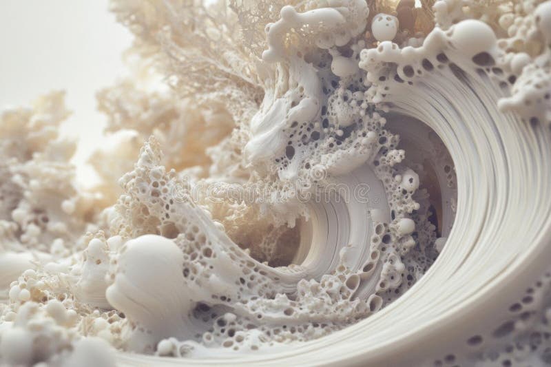 Abstract White Wave Forms with Holes and Organic Textures, Digital Art ...