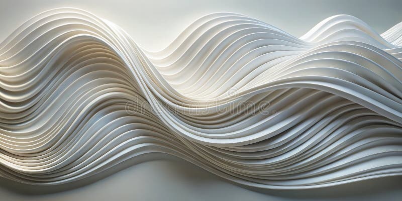 Abstract White Wave Layered Curves, 3D Render Stock Illustration ...