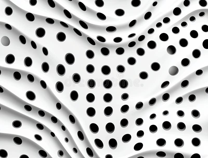 Abstract White Wave Pattern with Black Holes Stock Illustration ...