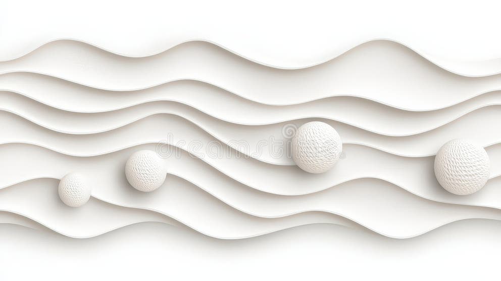 Abstract White Wave Pattern with Textured Spheres and Fluid Motion for ...