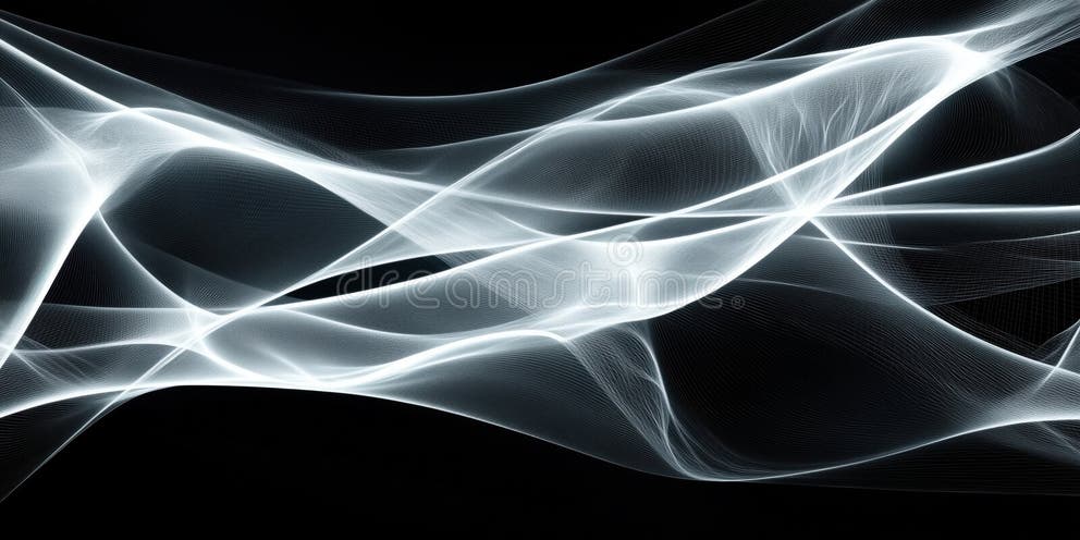 Abstract White Wave Patterns on Black Background Creating a Sense of ...