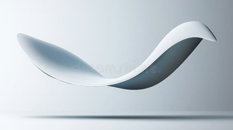 Abstract White Wave Shape Floating in a Grey Background Stock ...