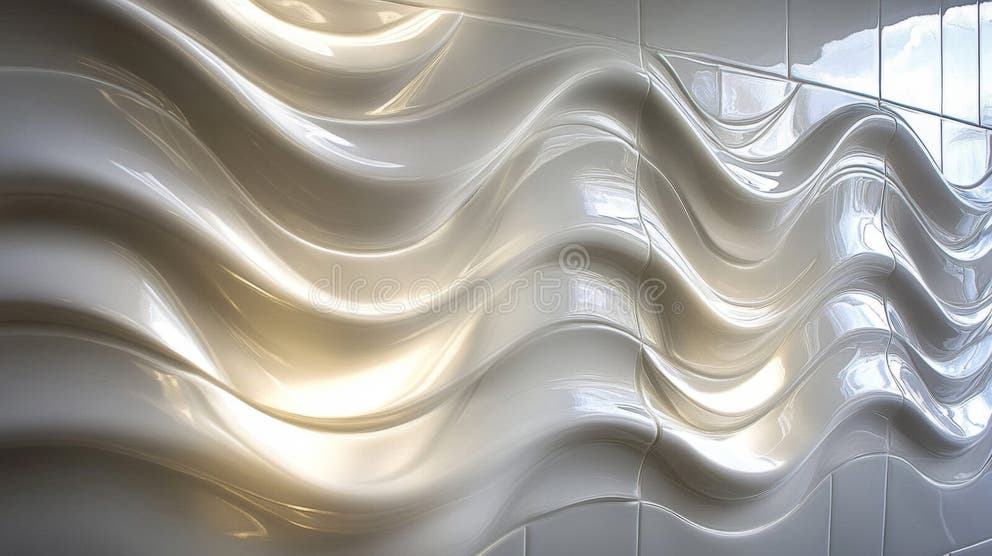 Abstract White Wave Wall Panel Design Stock Illustration - Illustration ...