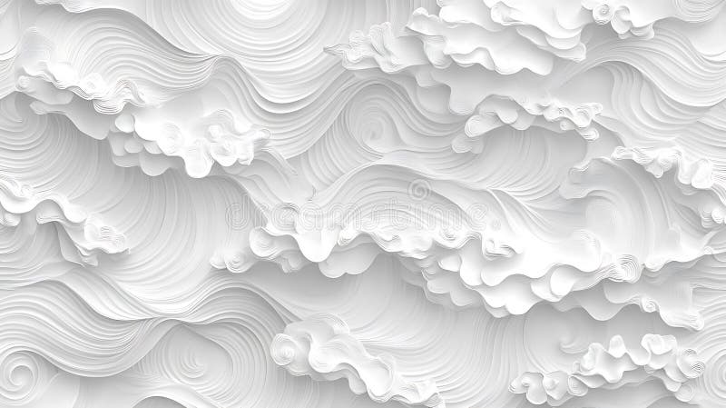 Abstract White Waves and Cloud Formations Seamless Pattern Elegant ...