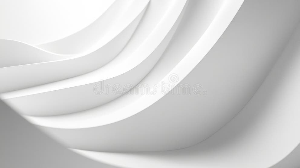 Abstract White Waves of Curved Shapes and Soft Light Creating a Smooth ...