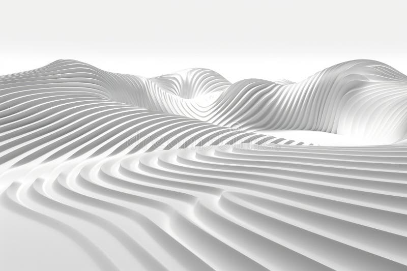 Abstract White Wavy Architectural Terrain, Modern Minimal Background ...