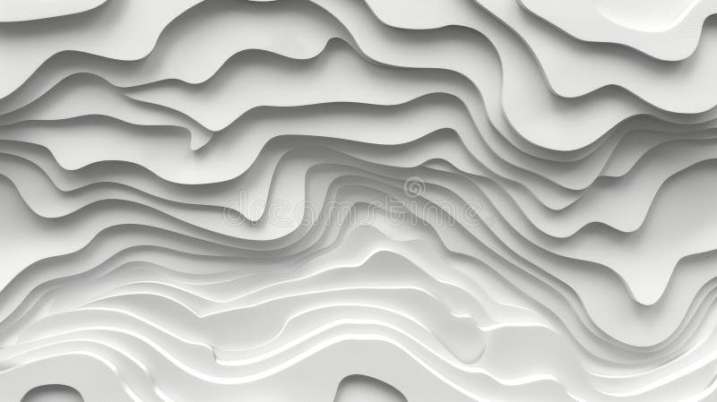 Abstract White Wavy Background, 3D Rendered Topographic Map Concept ...