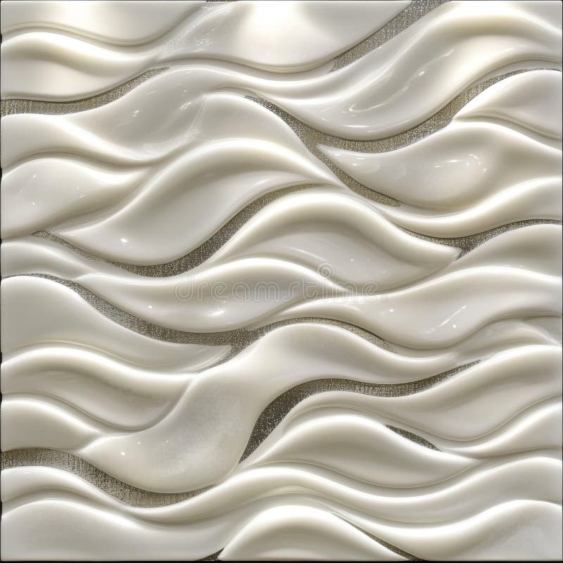 Abstract White Wavy Background, Interior Wall Decoration, 3D Vector ...