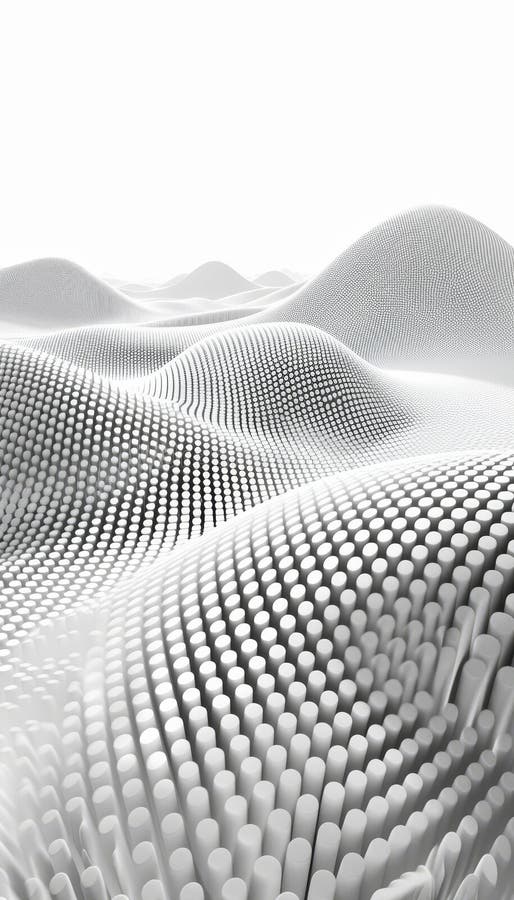 Abstract White Wavy Background of Numerous Cylinders in a Grid ...