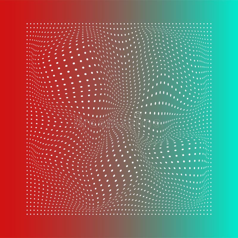 Abstract White Wavy Dots on Gradient Background. Red, Turquoise. Vector ...