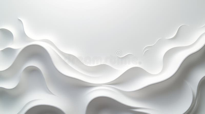 Abstract White Wavy Foam Background with Smooth Flowing Curves and ...