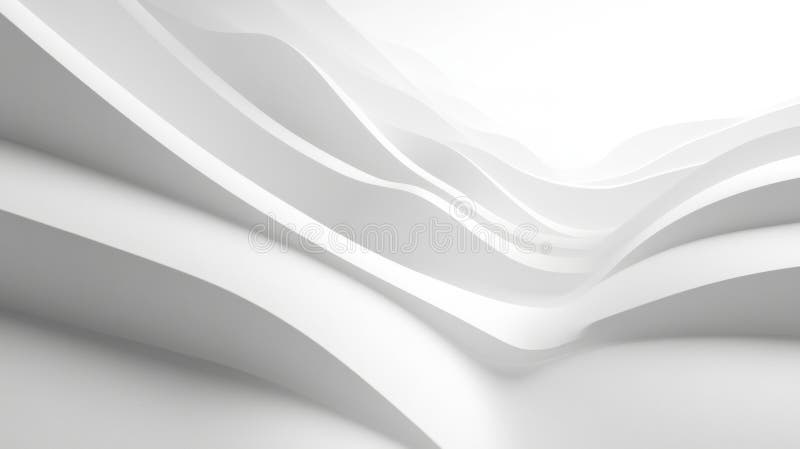 Abstract White Wavy Layers Modern Architecture Minimalist Elegant Fluid ...