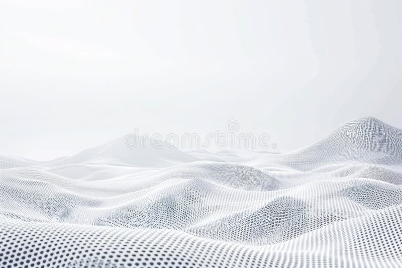 Abstract White Wavy Mesh Landscape Background, Technology and ...