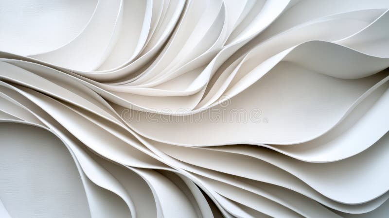 Abstract White Wavy Paper Layers Creating 3d Geometric Pattern Stock ...