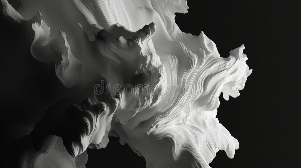 Abstract White Wavy Shape with Organic Lines and Textures Emerging from ...