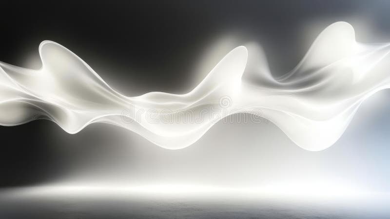 Abstract White Wavy Shape with Soft Light, Shadow, and Reflections on ...