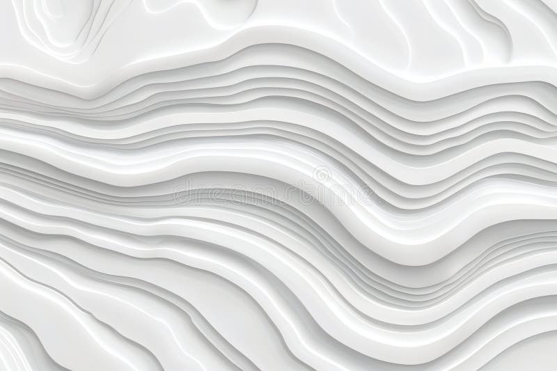 Abstract White Wavy Topographic 3D Background. Minimalistic Luxury ...