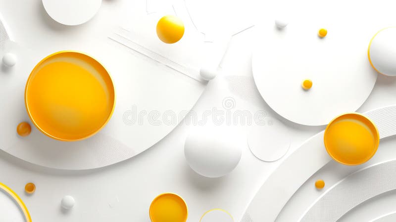 Abstract White and Yellow Mixed Circular Geometric Shape Texture ...