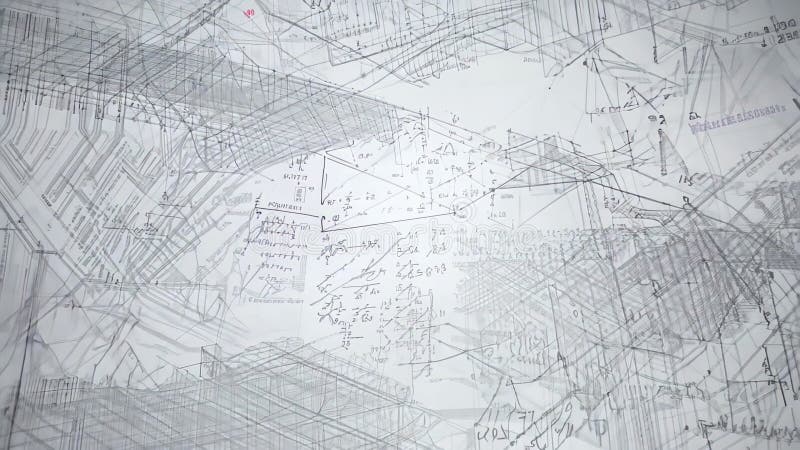Abstract Whiteboard with Complex Mathematical Formulas and Geometric ...