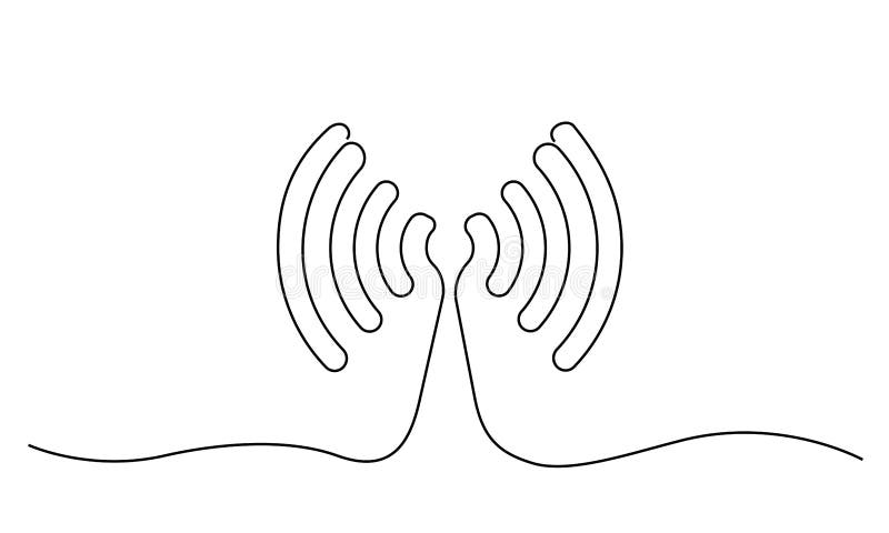 Abstract Wi-fi Point Sign. Continuous One Line Drawing Icon Stock ...
