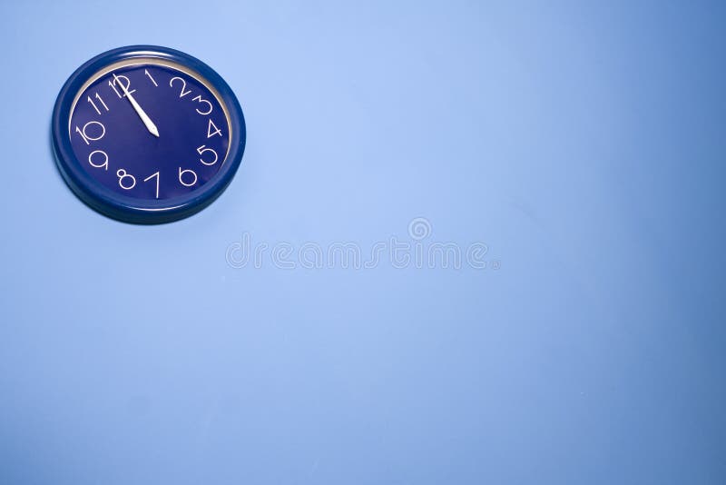 Abstract Wide Angle Clock on Blue Wall Stock Image - Image of angle ...