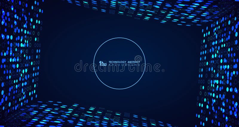 Abstract Wide Blue Technology Circle Dots Pattern Line of Digital Cover ...